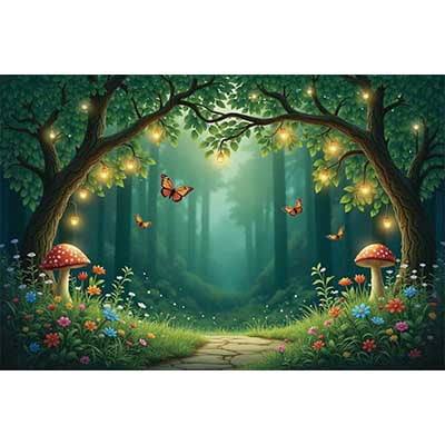 Fairy Spring Enchanted Forest Photo Backdrop Gre Grass Flowers Arch ...