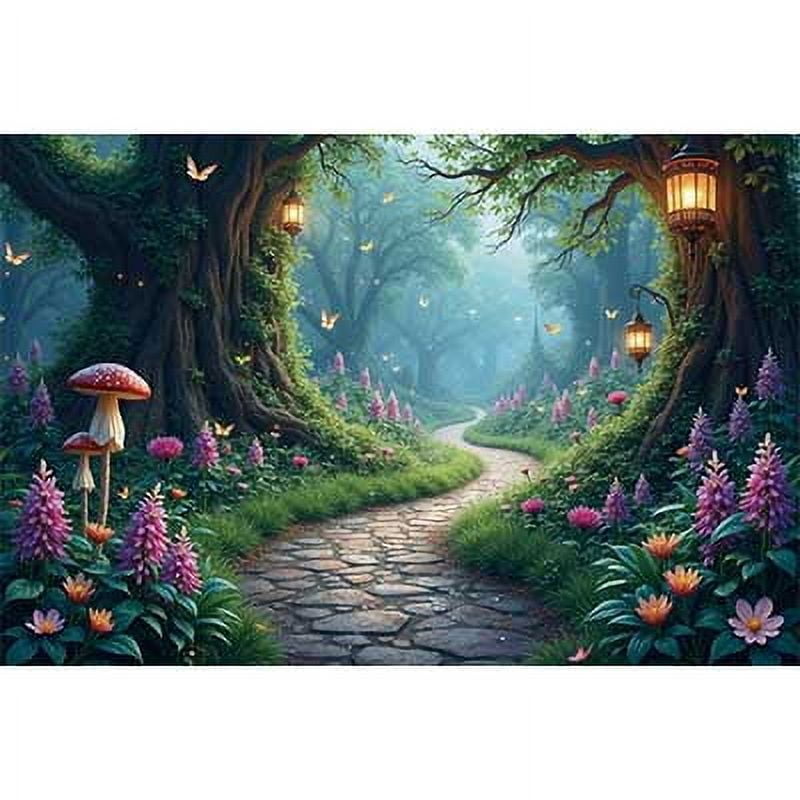 Fairy Spring Enchanted Forest Photo Backdrop Gre Grass Flowers Arch ...