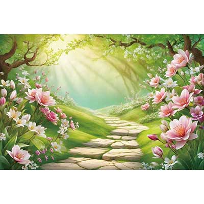 Fairy Spring Home ration Background Gre Grass Cherry Blossom Tree Photo ...