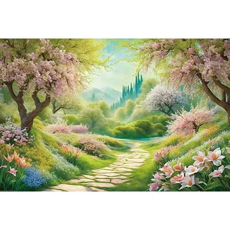 Fairy Spring Home ration Background Gre Grass Cherry Blossom Tree Photo ...