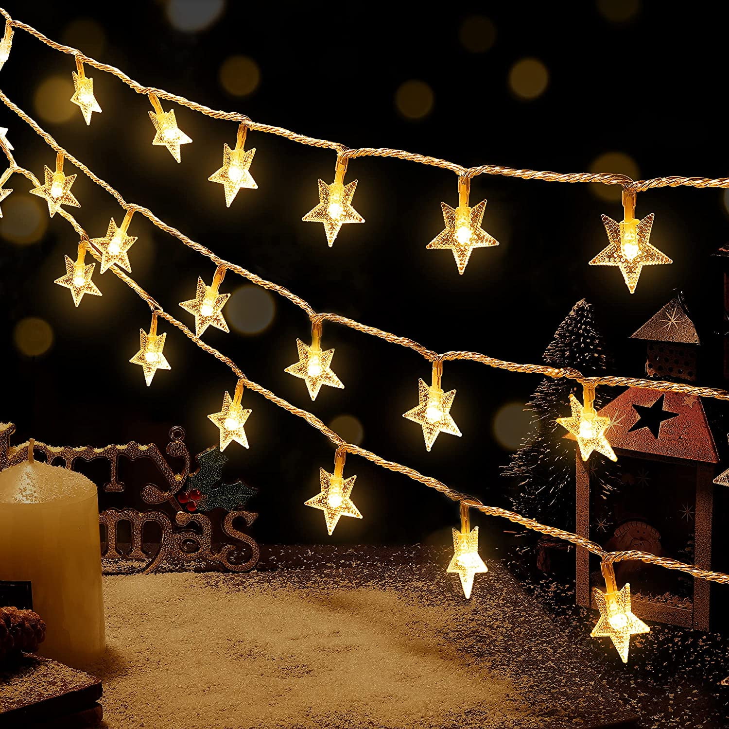 Fairy Star String Lights, 33FT 100LED Decorative String Lights with 8 ...