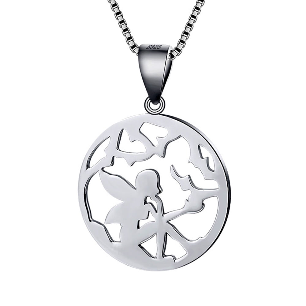 Fairy Sterling Silver Pendant Chain Necklace Women Whimsical Fairies ...