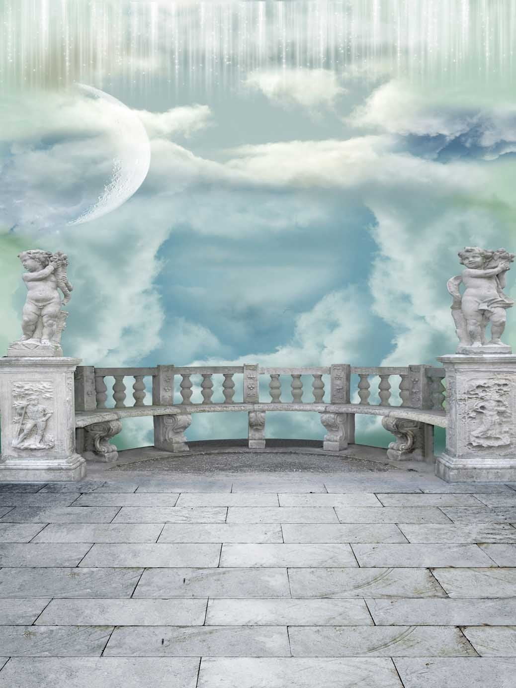Fairy Stone Balcony Photography Backdrop Romantic Cloud Sky with Moon ...