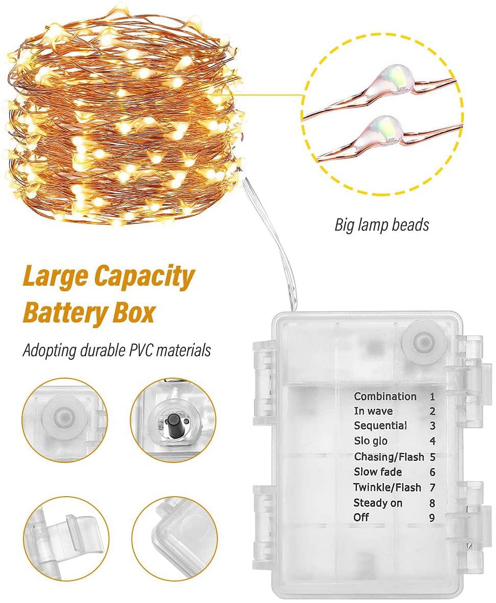 Fairy String Lights, 1 Packs Fairy Lights y Operated Waterproof Copper ...