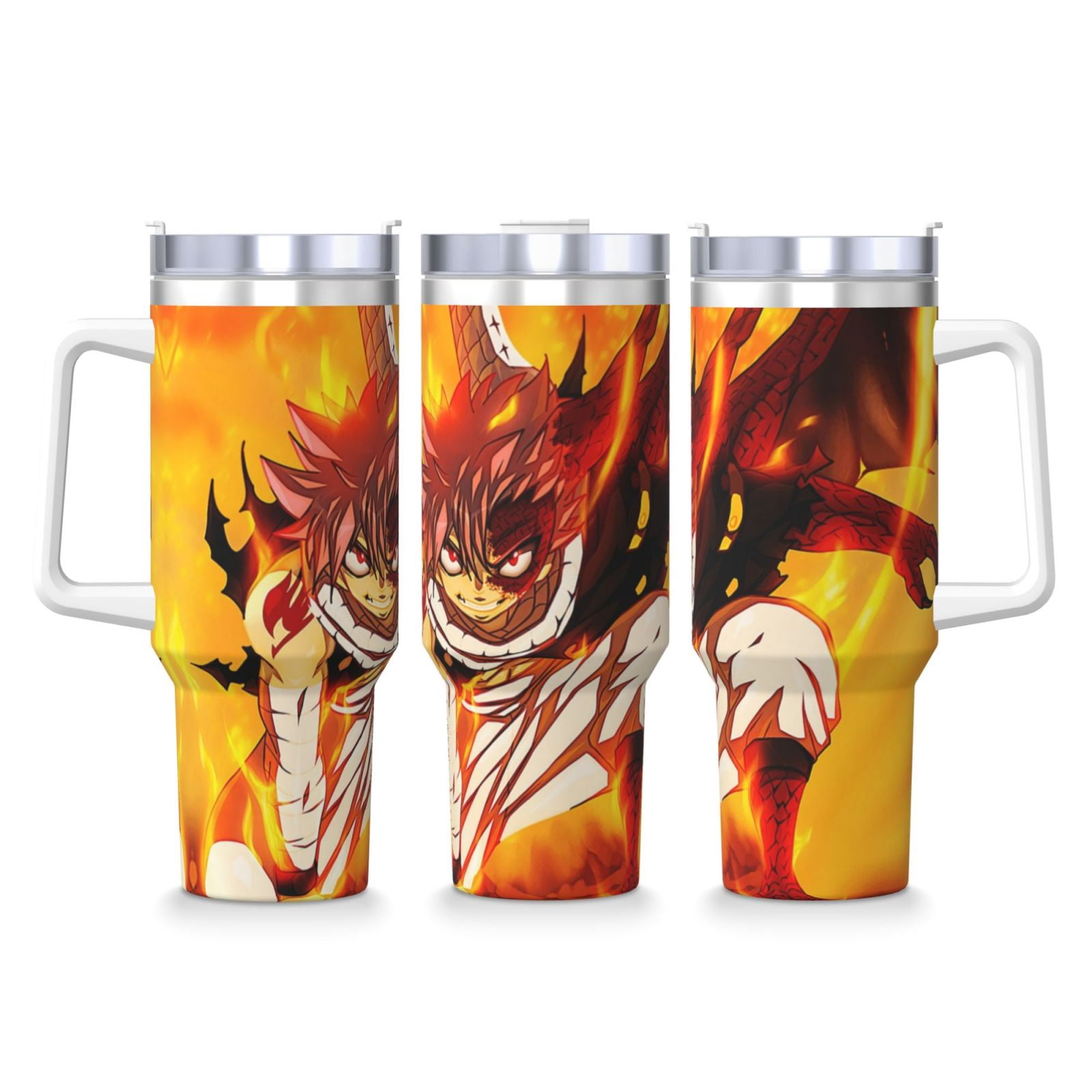 Fairy Tail 40 OZ Ice Bully Cup with Handle Straw Lid, Double Wall ...