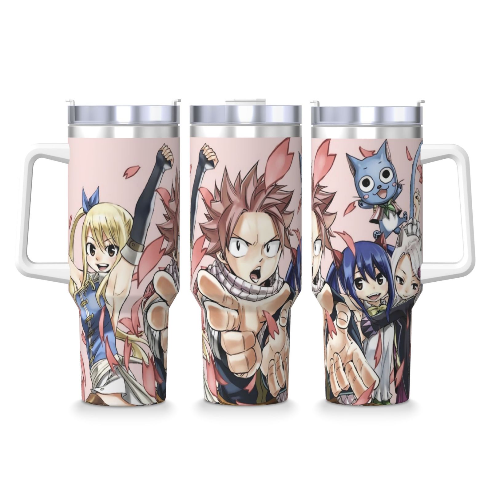Fairy Tail 40 OZ Ice Bully Cup with Handle Straw Lid, Double Wall ...