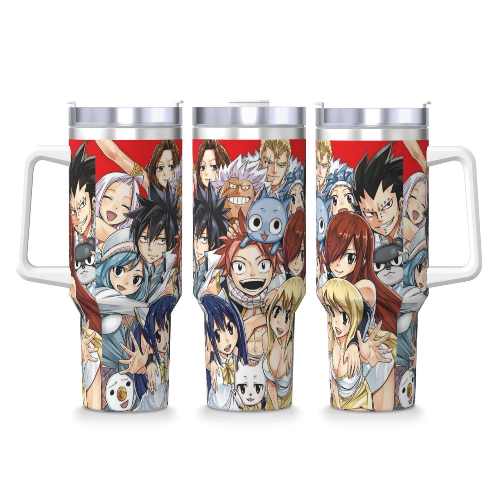 Fairy Tail 40 OZ Ice Bully Cup with Handle Straw Lid, Double Wall ...