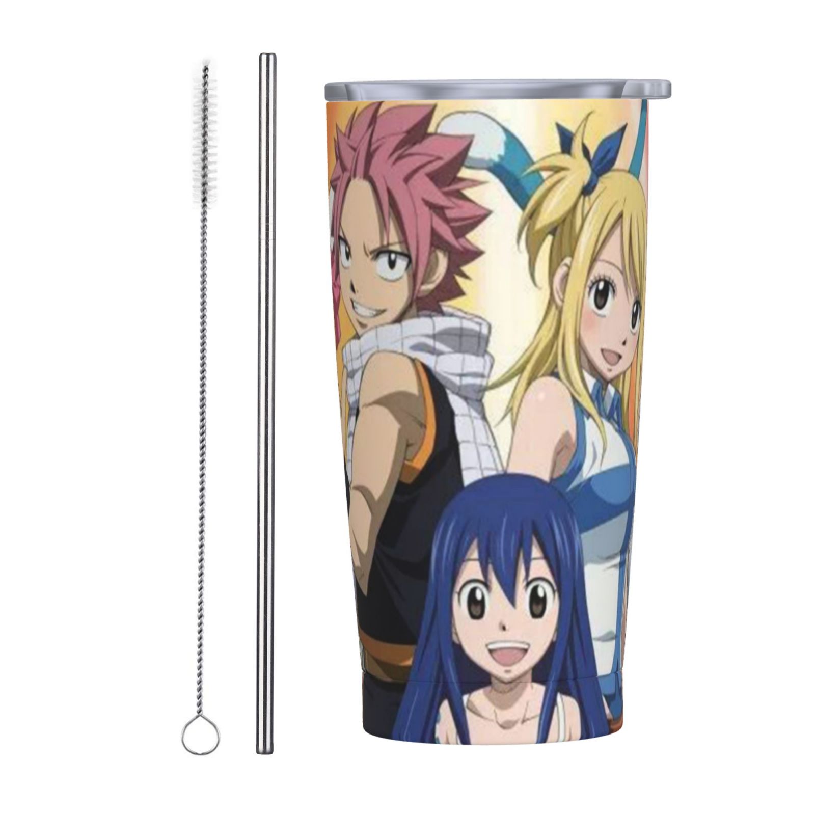 Fairy Tail Car Cup With Straw 20oz Stainless Steel Tumbler Push-Pull ...