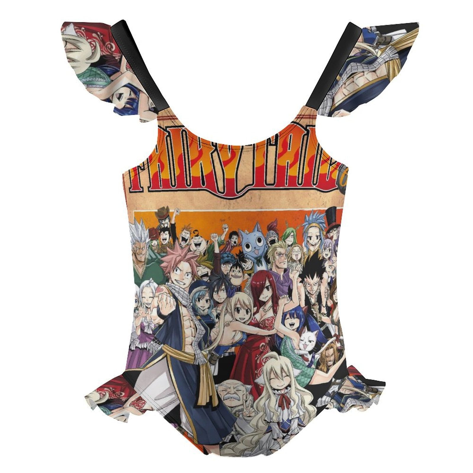 Fairy Tail Girls Swimsuit Ruffle One-piece Beachwear Kids Cute Swimwear Summer Bathing Suit 7-9Y ...