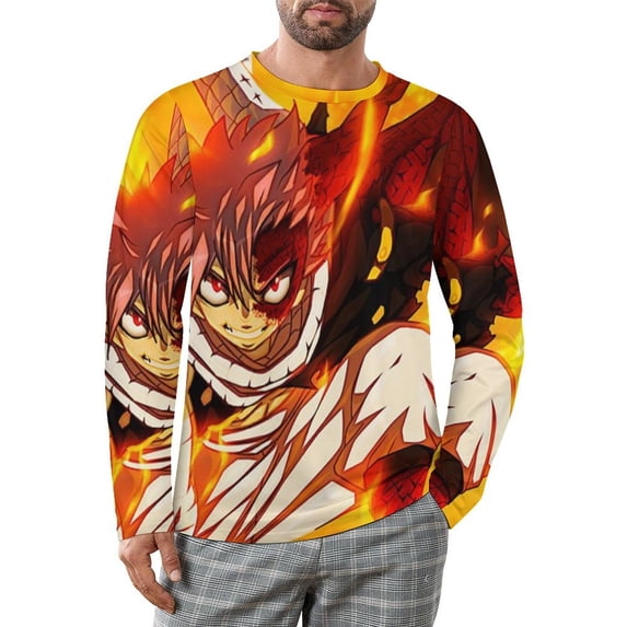 Fairy Tail Men's Long Sleeve T-Shirt Loose Trendy Tee Soft Stretch ...