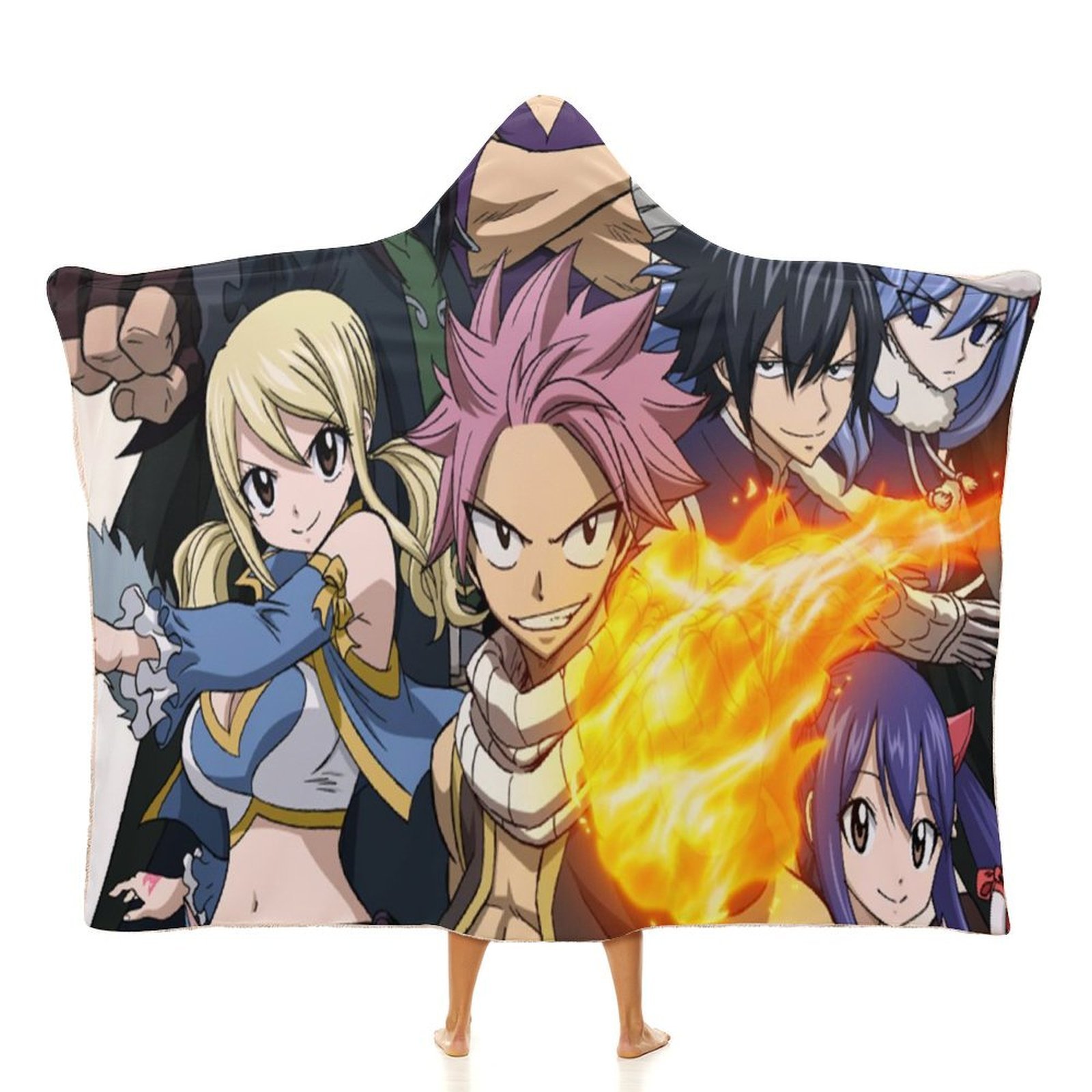 Fairy Tail Wearable Blanket Cloak Arctic Velvet Hooded Blanket Soft ...