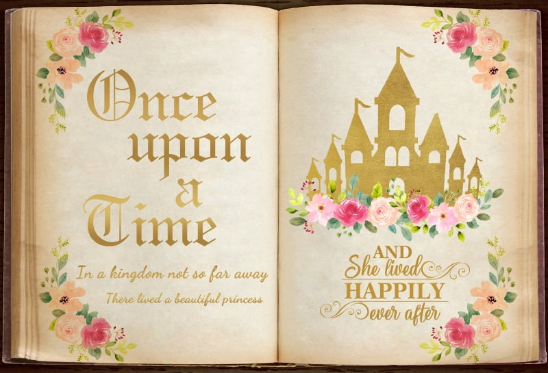Fairy Tale Books Backdrop Enchanted Forest Castle Butterfly Girls ...