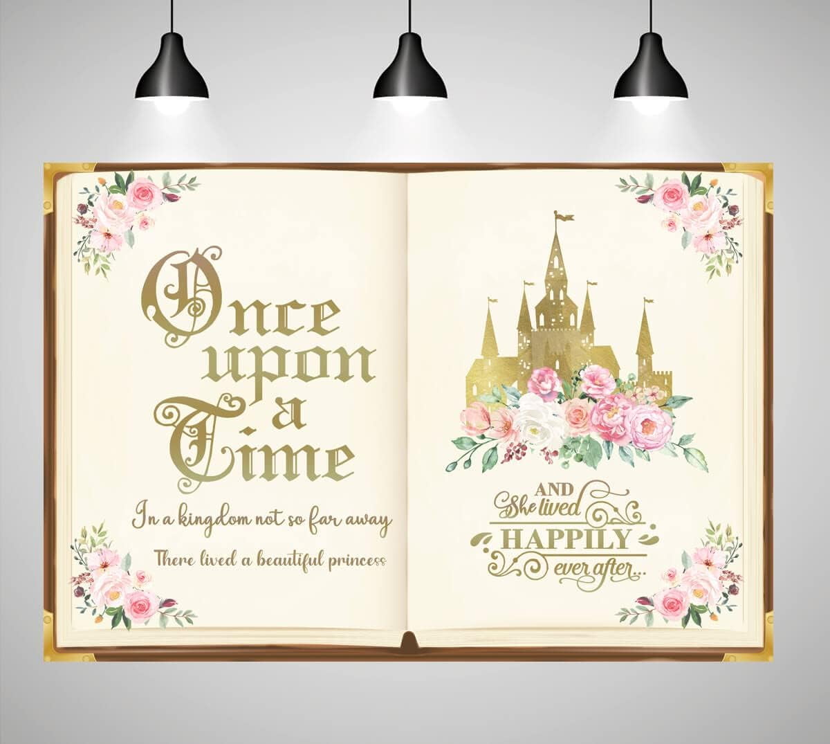 Fairy Tale Books Backdrop for Girls Once Upon a Time Backdrops Pink ...