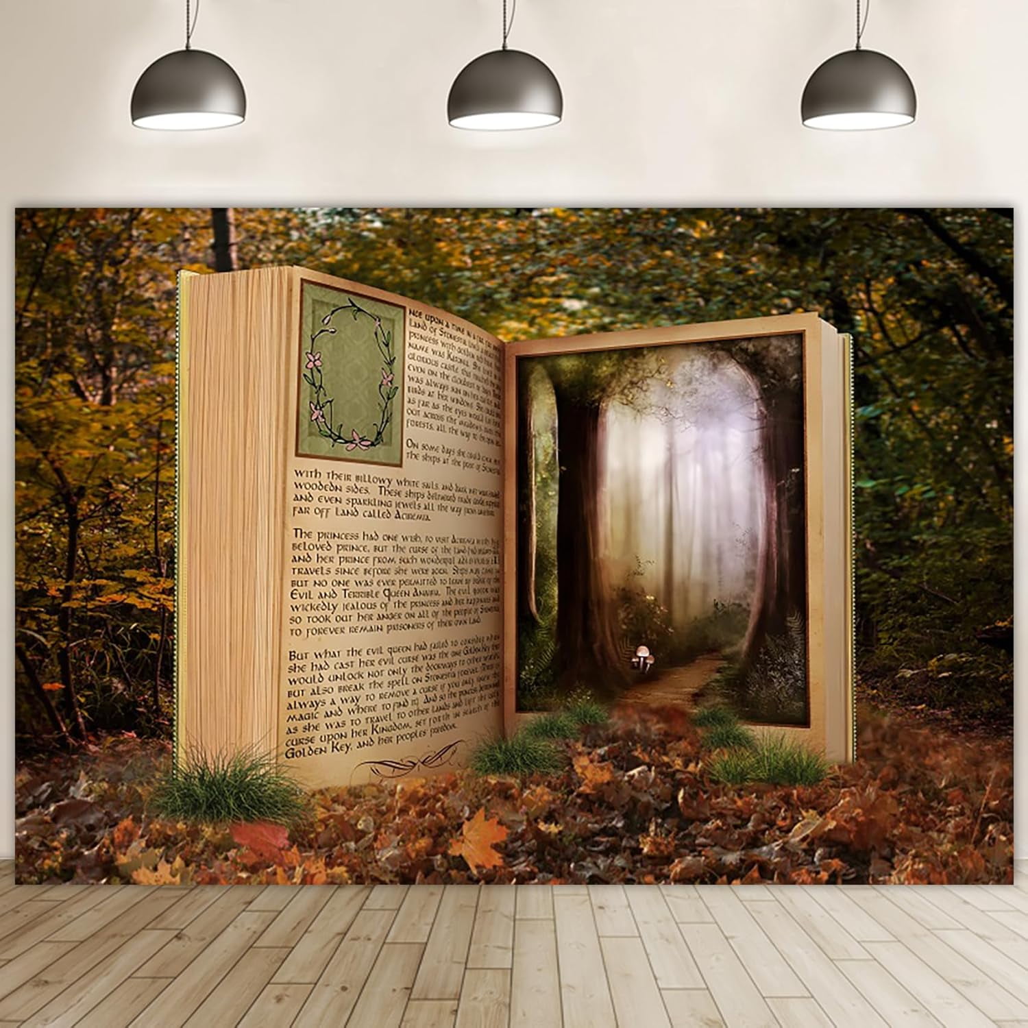 Fairy Tale Books Backdrop Old Open Magic Book in Enchanted Forest ...
