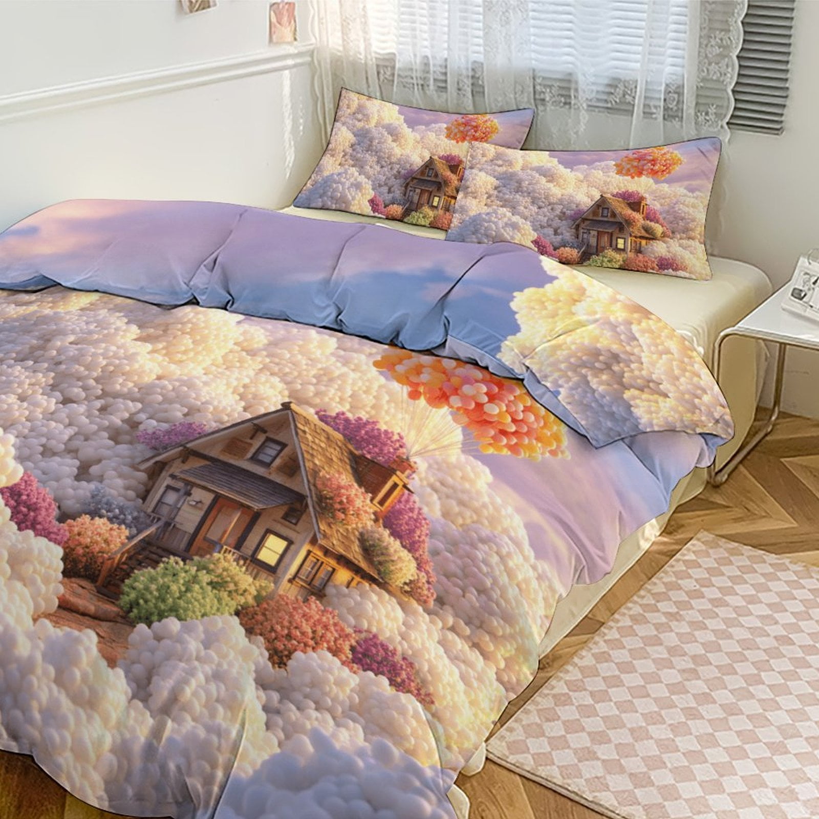 Fairy Tale Cabin Balloon Bedding Set with Zipper Closure for Girls ...