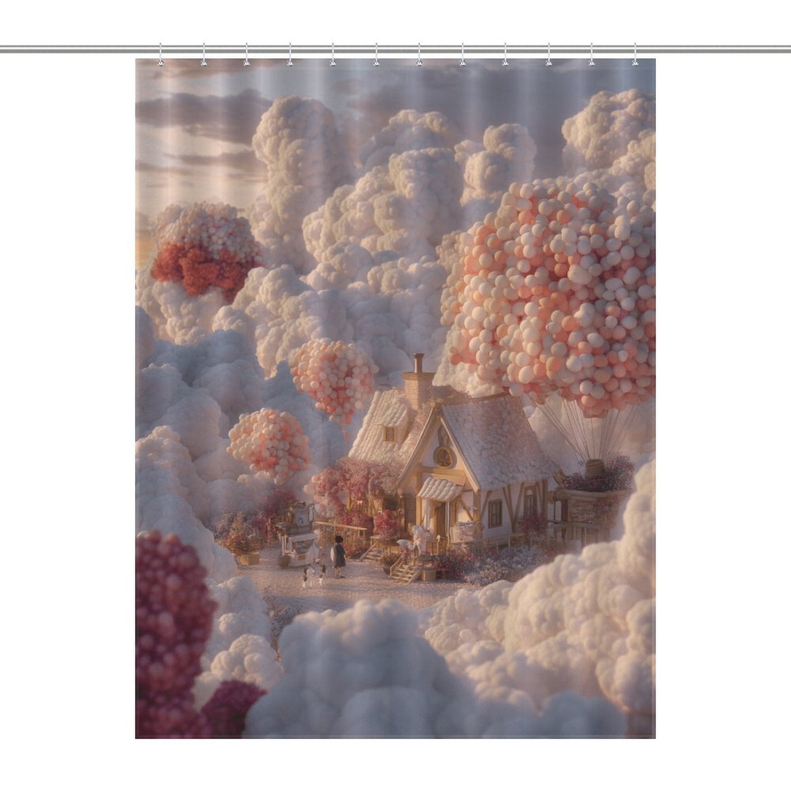 Fairy Tale Cabin Balloon Cloth Fabric Bathroom Decor Set with Hooks ...