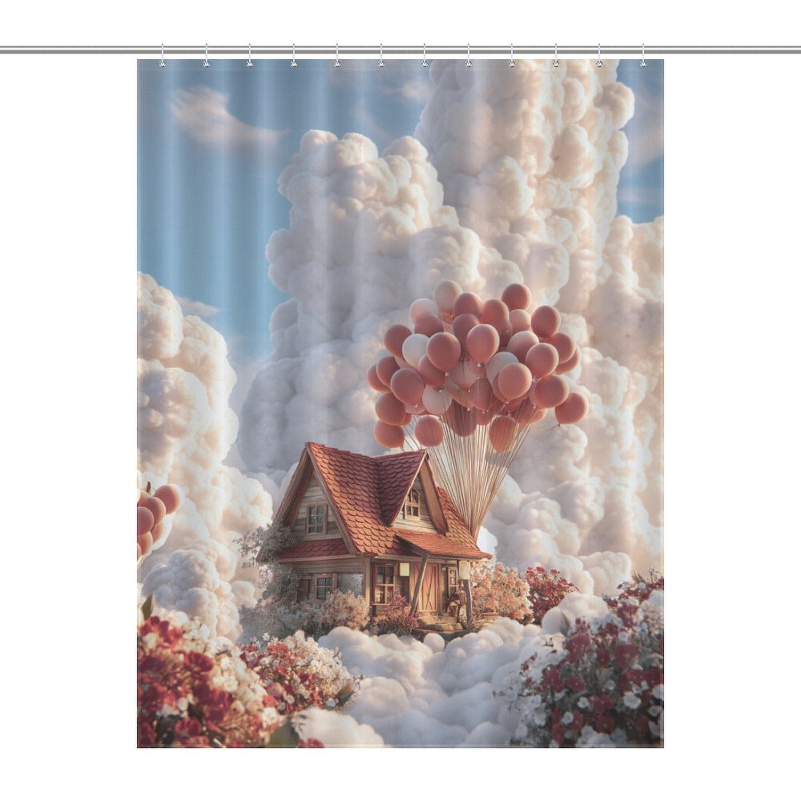 Fairy Tale Cabin Balloon Cloth Fabric Bathroom Decor Set with Hooks ...