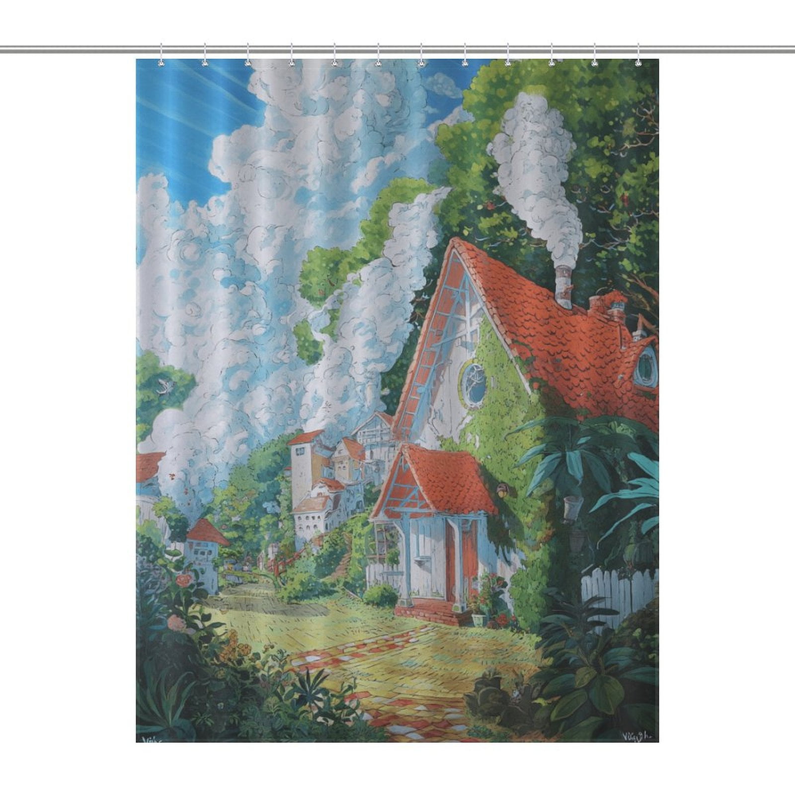 Fairy Tale Cabin Balloon Cloth Fabric Bathroom Decor Set with Hooks ...
