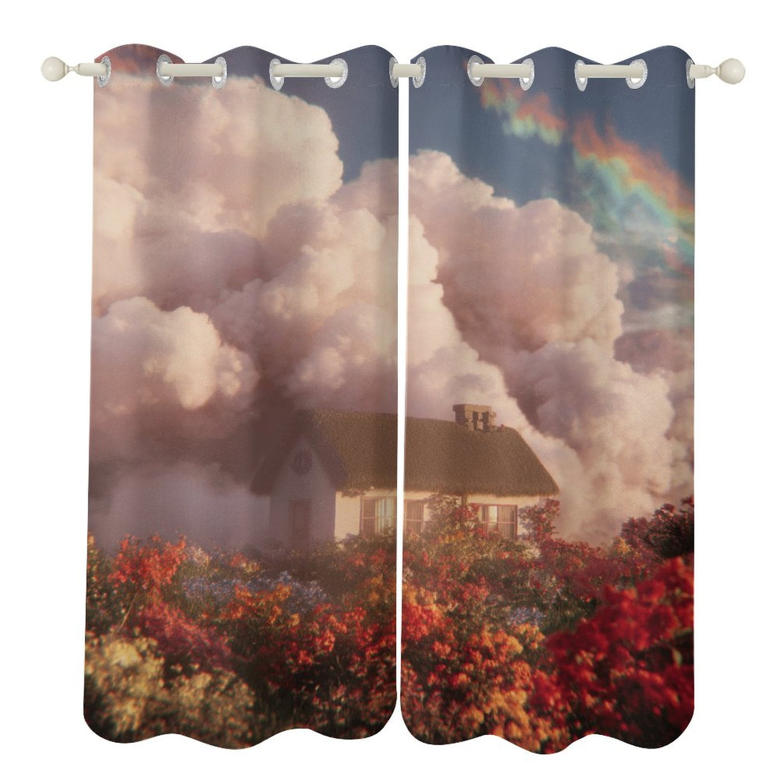 Fairy Tale Cabin Balloon Grommet Blackout Curtains for Bedroom And ...
