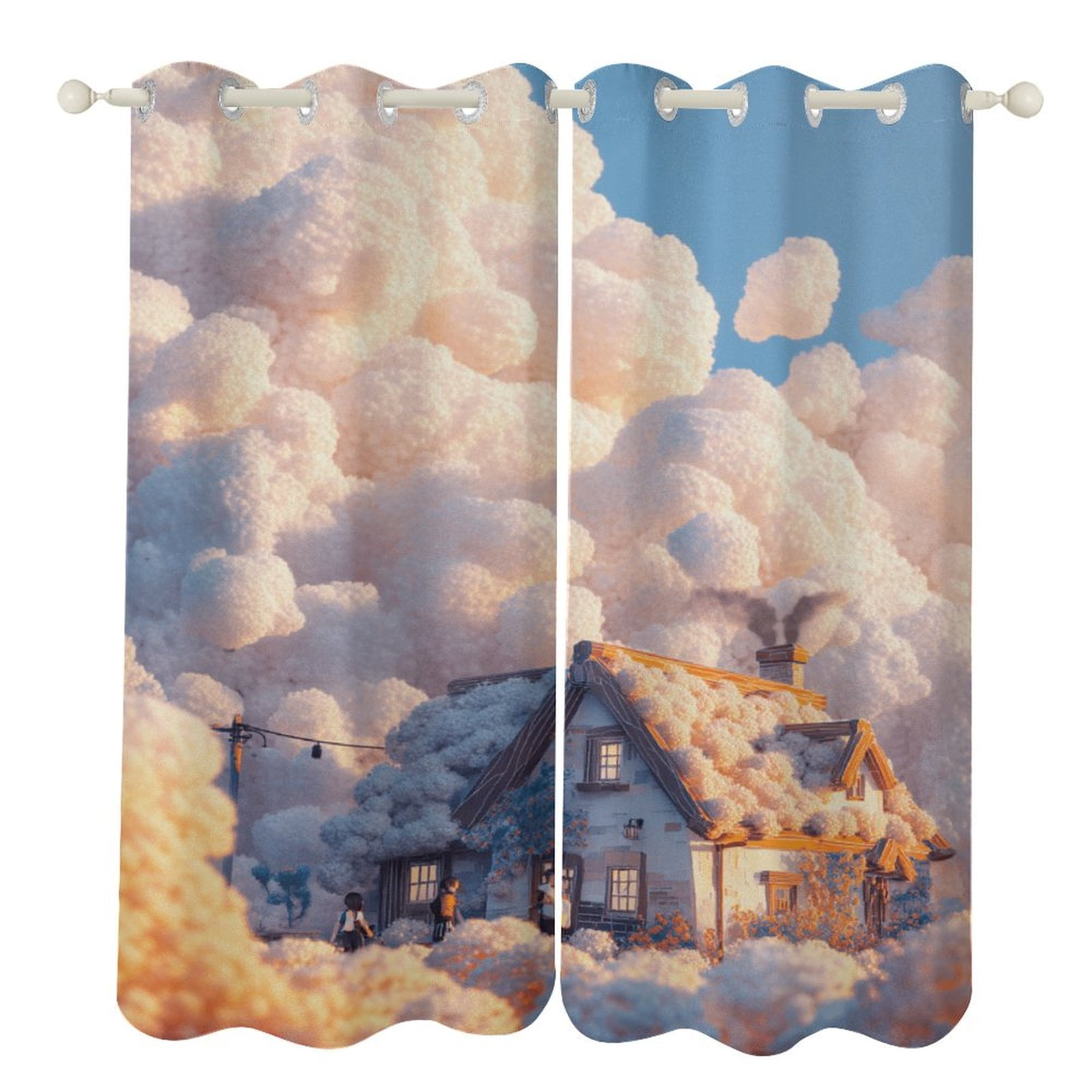 Fairy Tale Cabin Balloon Grommet Blackout Curtains for Bedroom And ...