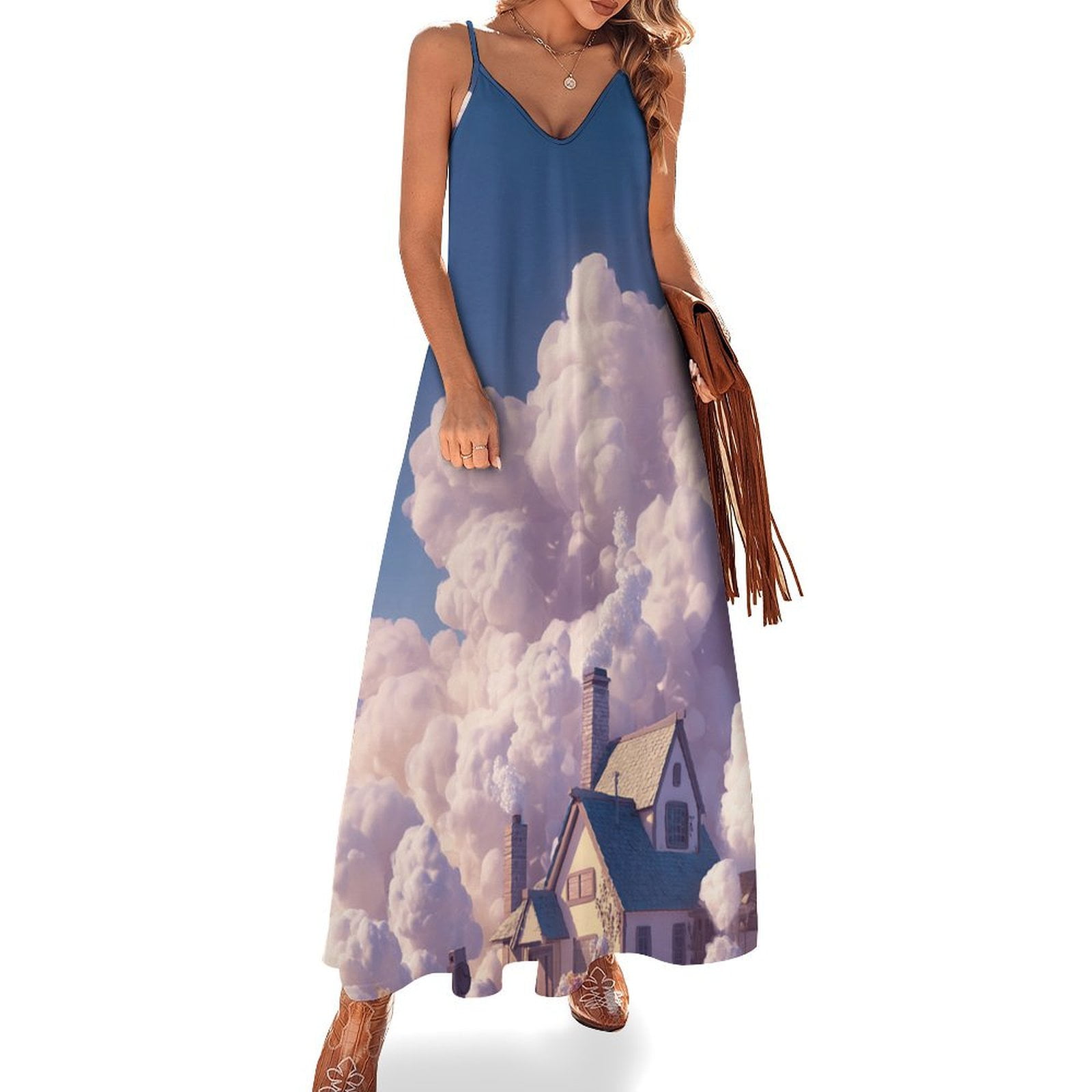 Fairy Tale Cabin Balloon Women's Summer Dresses 2025 Beach Casual Sleeveless Floral Print Tank ...