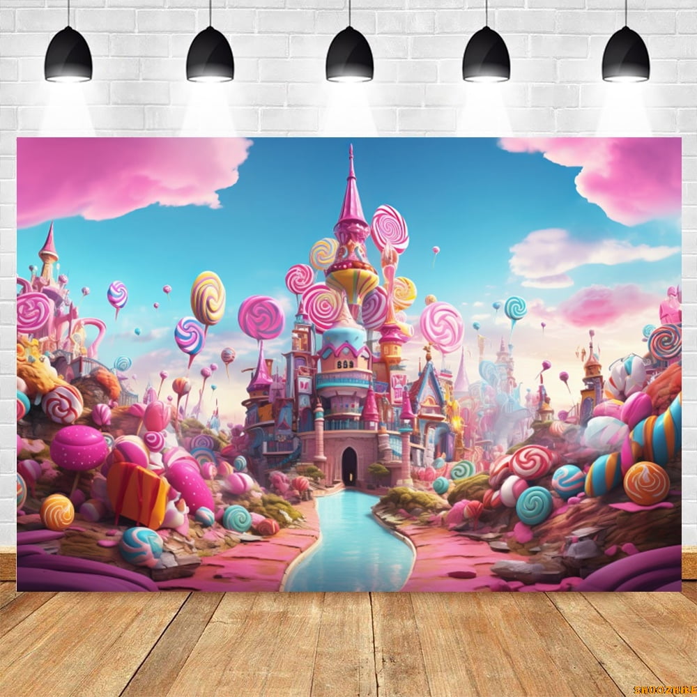 Fairy Tale Candyland Backdrop Candy Lollipop ss Castle Wonderland Baby ...
