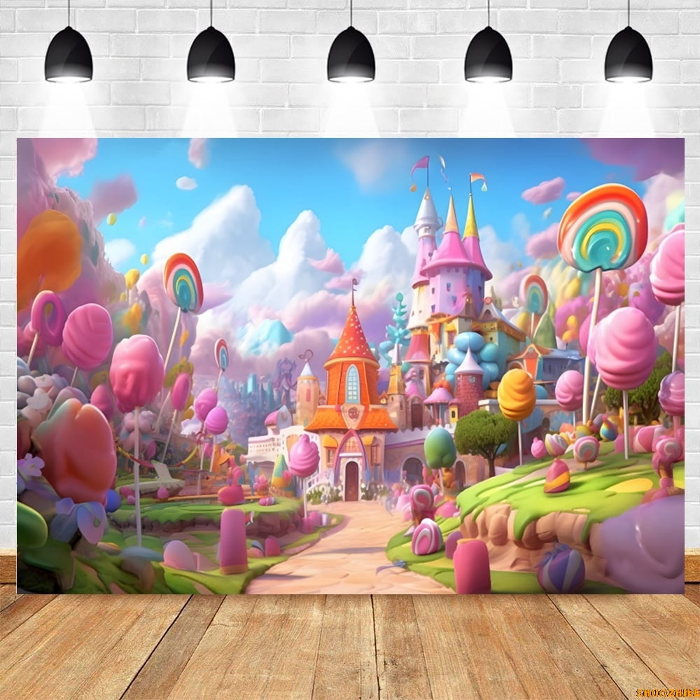 Fairy Tale Candyland Backdrop Candy Lollipop ss Castle Wonderland Baby ...