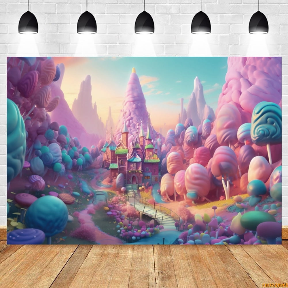 Fairy Tale Candyland Backdrop Candy Lollipop ss Castle Wonderland Baby ...