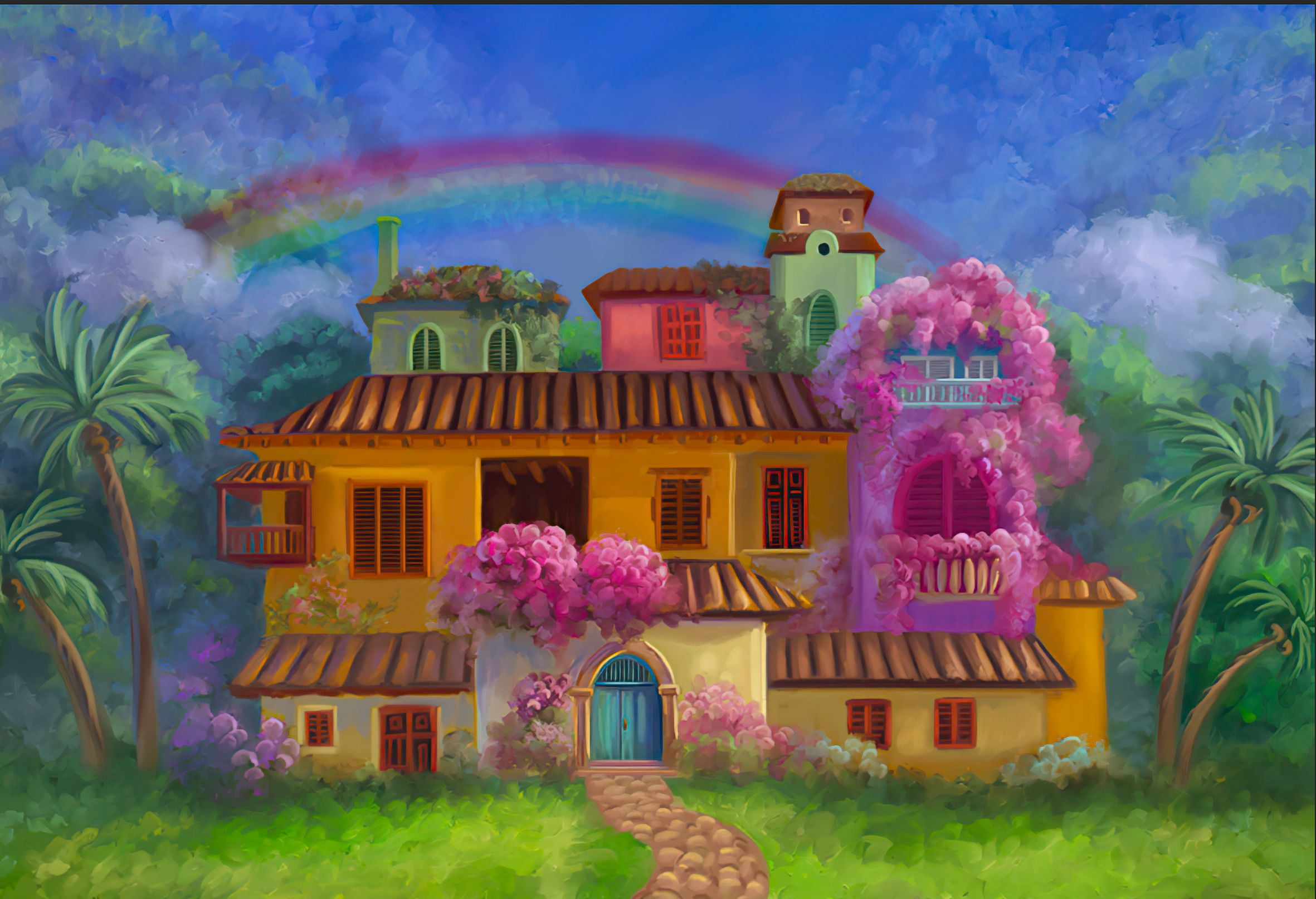 Fairy Tale Castle Flowers Kid Princess Girls Birthday Party Backdrop ...