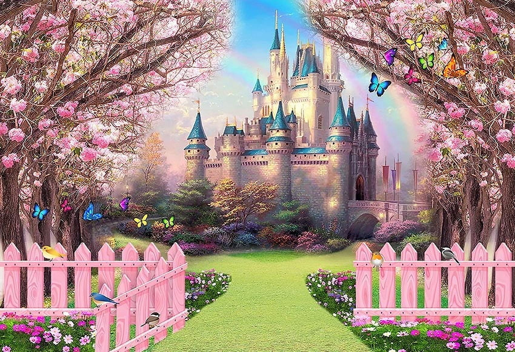Fairy Tale Castle Flowers Kid Princess Girls Birthday Party Backdrop ...