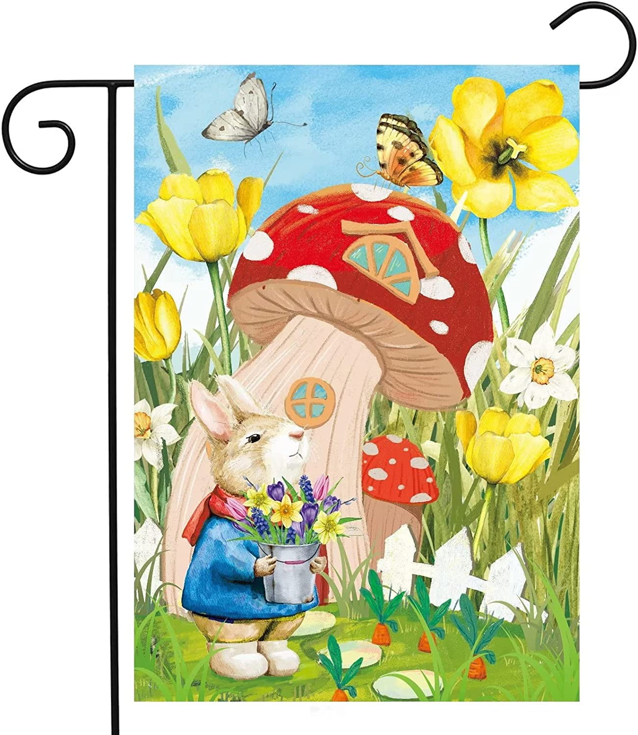 Fairy Tale Cute Little Bunny Rabbit Fantasy Mushroom House Butterly ...
