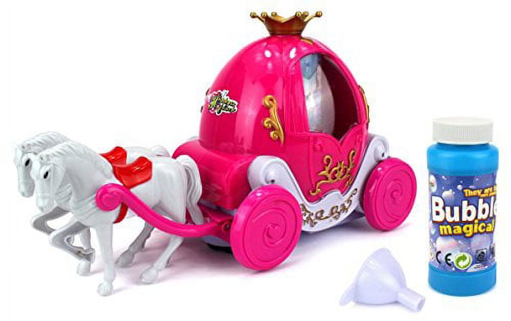 Fairy Tale Dual Horse Princess Carriage Bubble Blowing Battery Operated ...