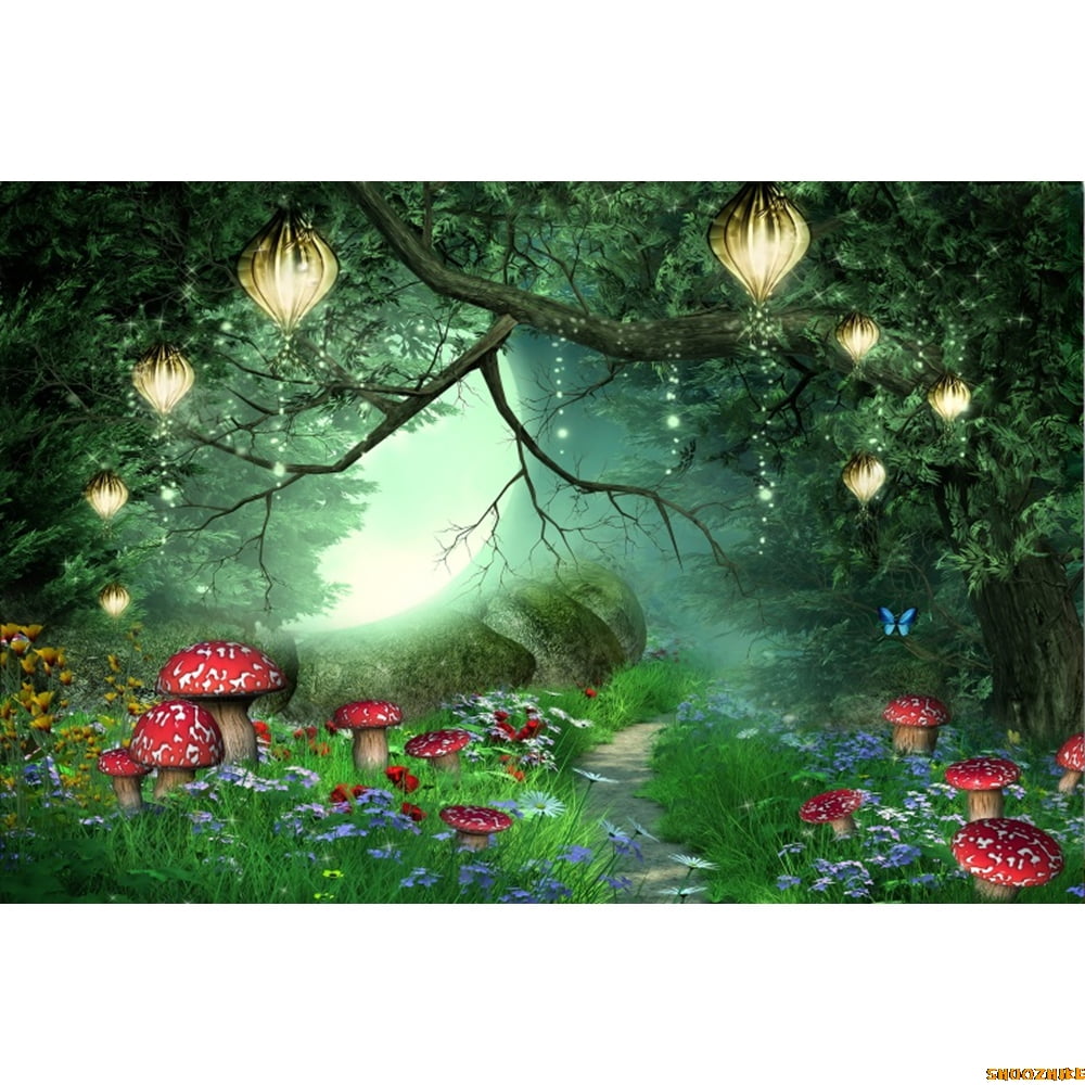 Fairy Tale Enchanted Forest Backdrop Wonderland Dreamy Jungle Mushroom ...