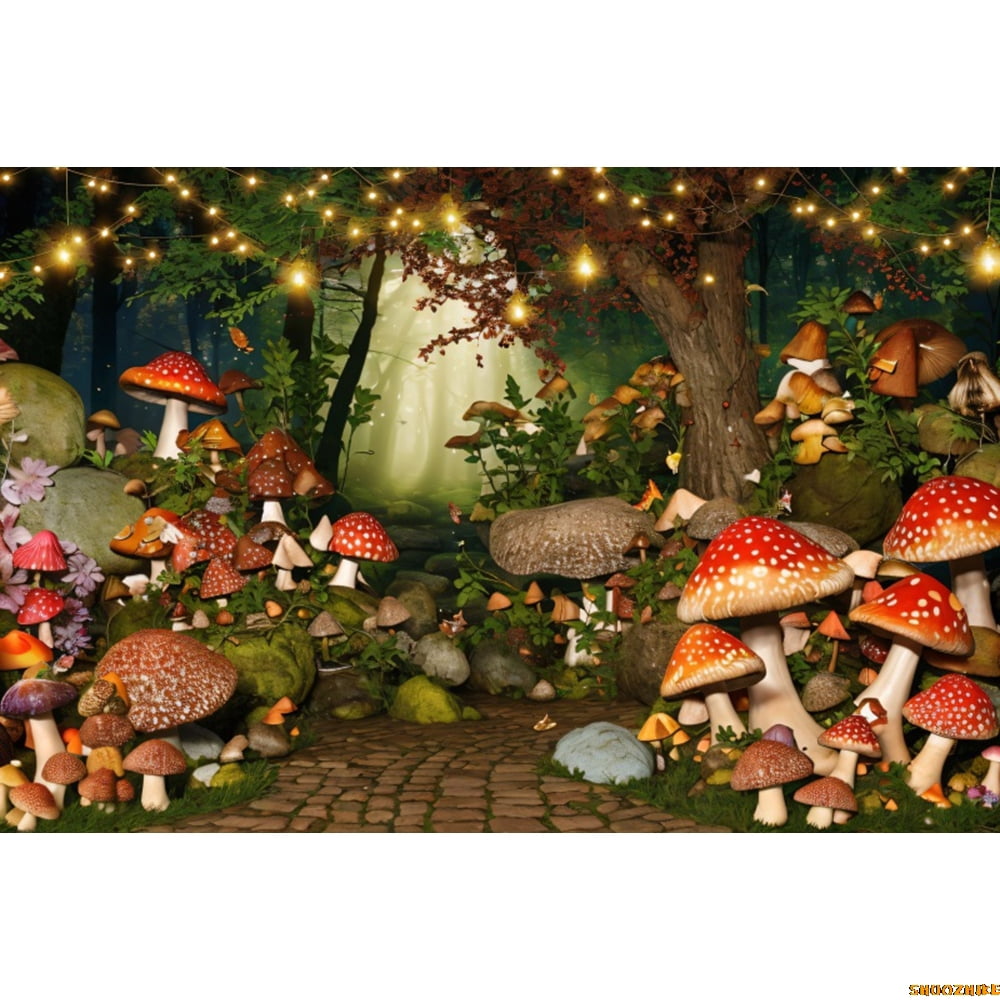 Fairy Tale Enchanted Forest Backdrop Wonderland Dreamy Jungle Mushroom ...