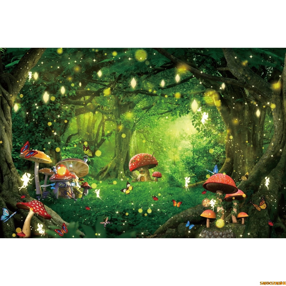 Fairy Tale Enchanted Forest Backdrop Wonderland Dreamy Jungle Mushroom ...