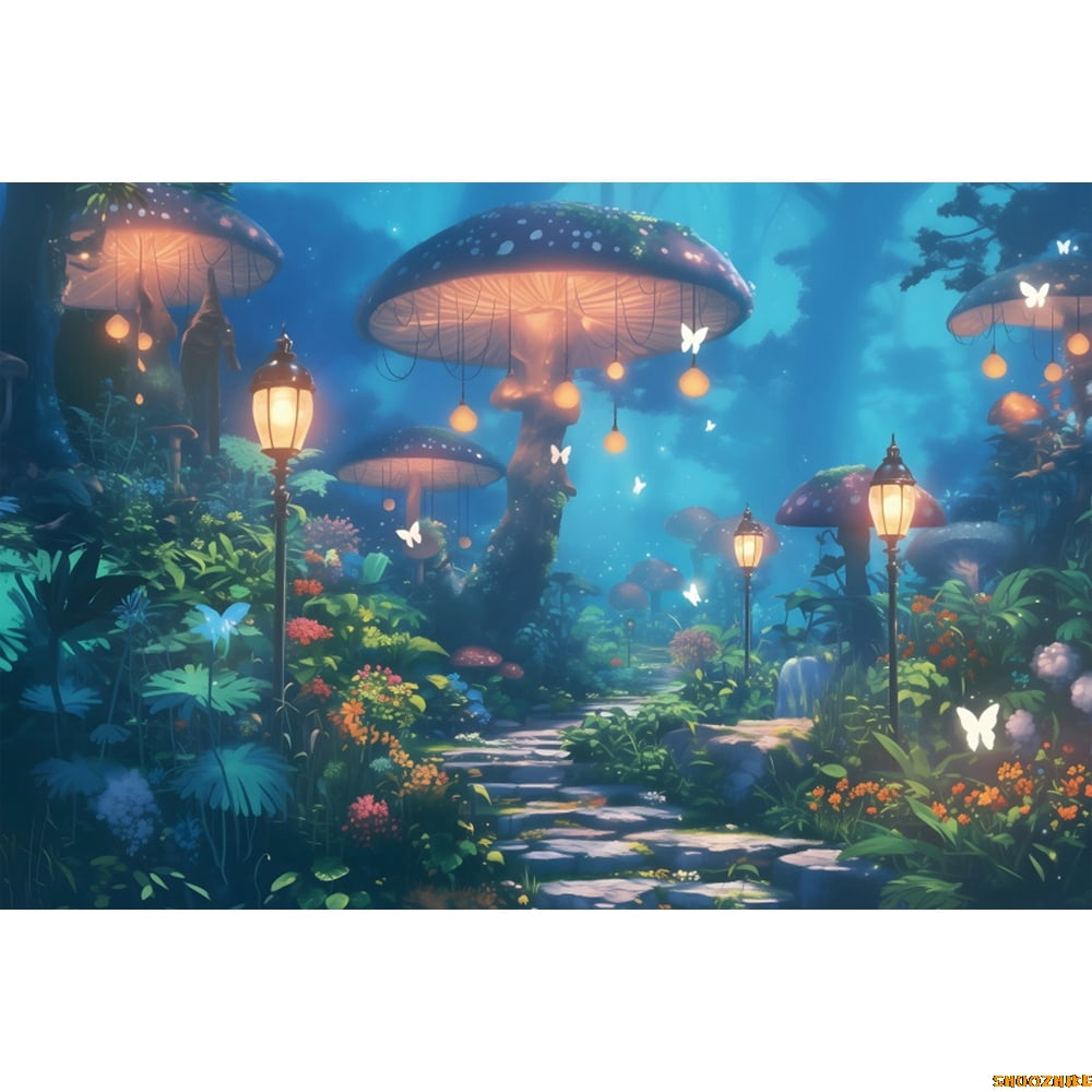 Fairy Tale Enchanted Forest Backdrop Wonderland Dreamy Jungle Mushroom ...