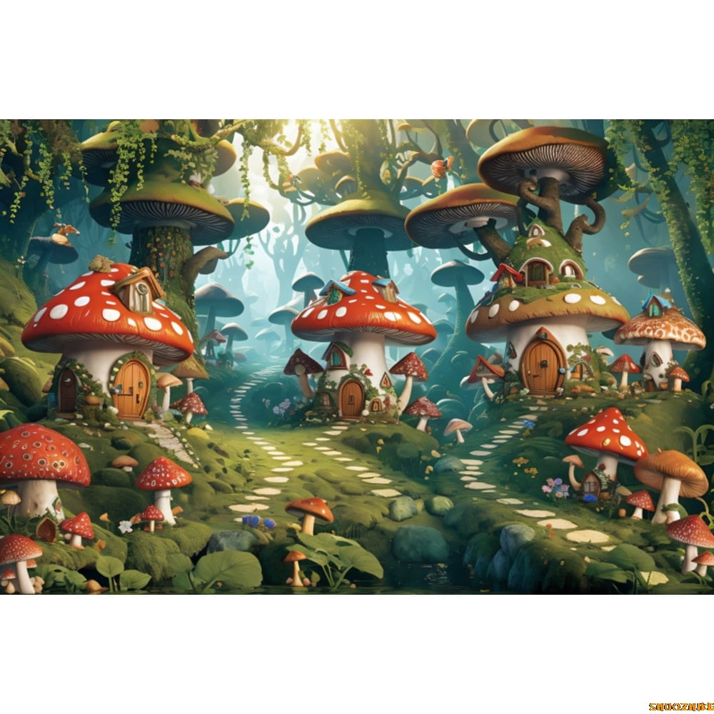 Fairy Tale Enchanted Forest Backdrop Wonderland Dreamy Jungle Mushroom ...