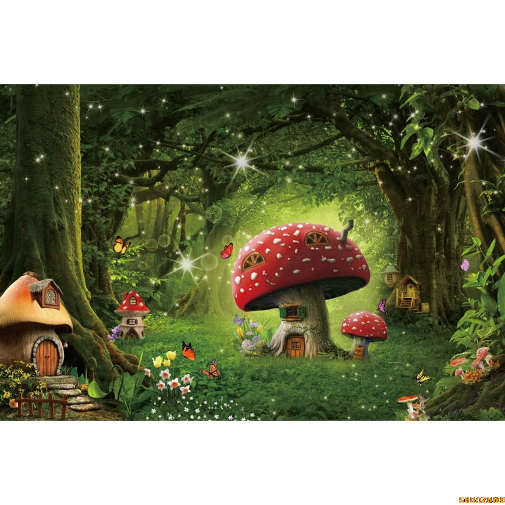 Fairy Tale Enchanted Forest Backdrop Wonderland Dreamy Jungle Mushroom ...