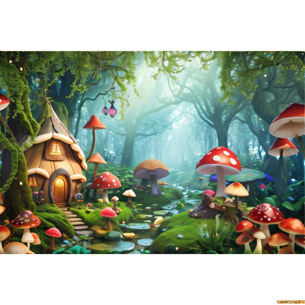 Fairy Tale Enchanted Forest Backdrop Wonderland Dreamy Jungle Mushroom ...