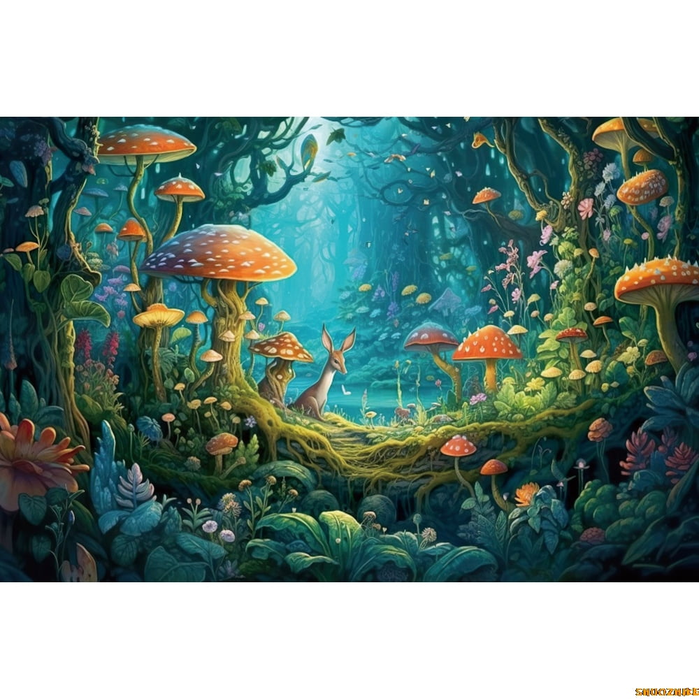Fairy Tale Enchanted Forest Backdrop Wonderland Dreamy Jungle Mushroom ...