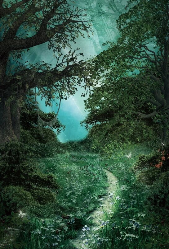 Fairy Tale Forest Backdrop Jungle Tropical Myesterious Forest Trees ...