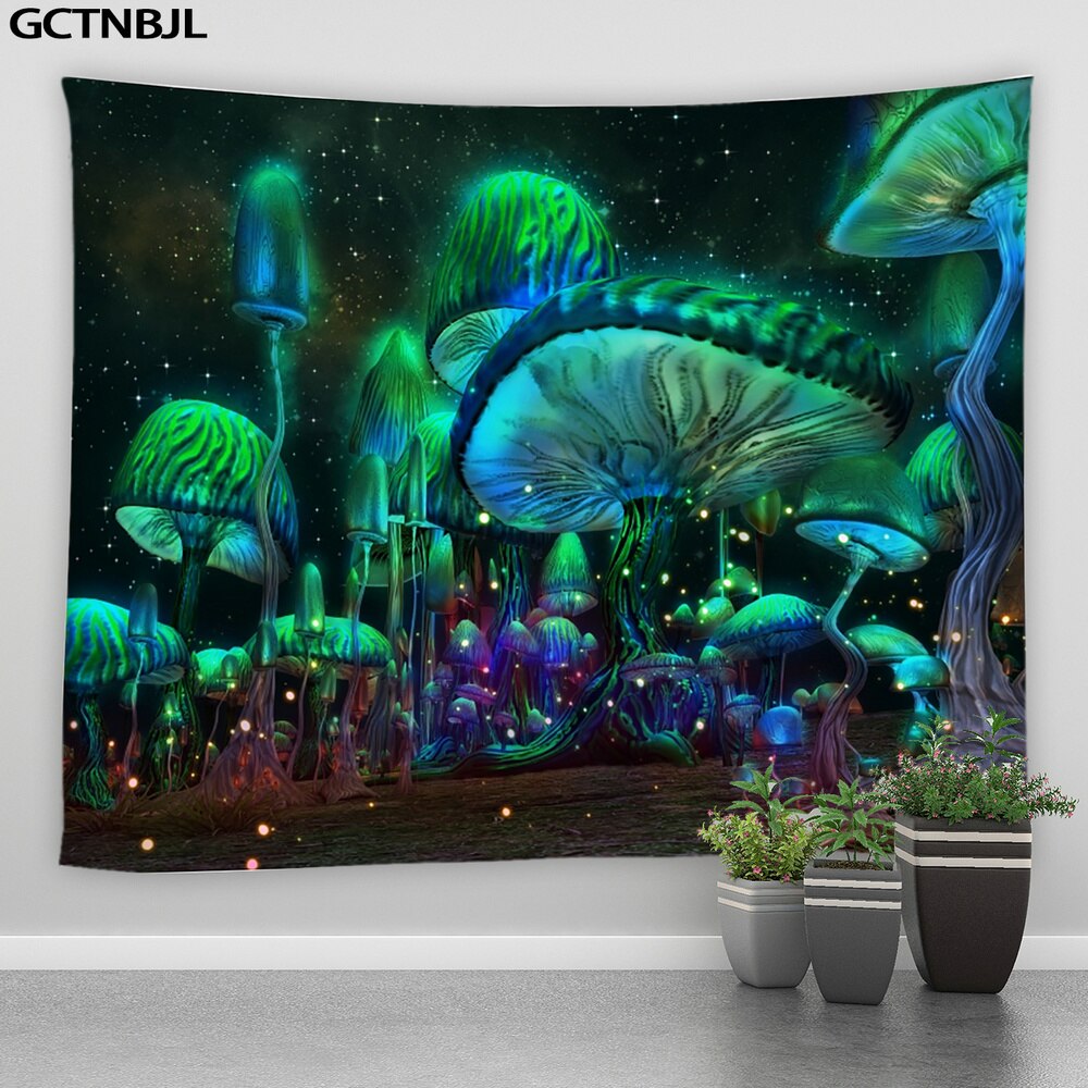 Fairy Tale Forest Tapestry Magic Mushroom And Tree Kids Girl Bedroom ...