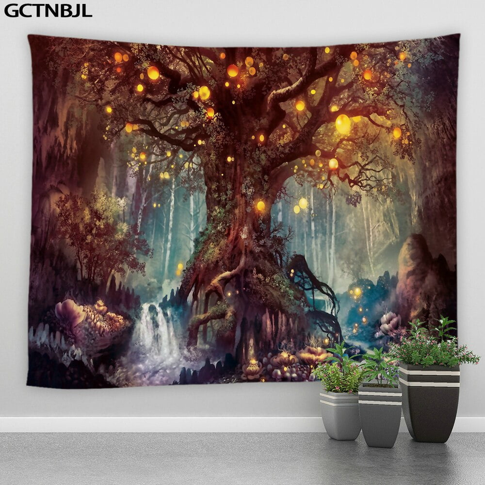 Fairy Tale Forest Tapestry Magic Mushroom And Tree Kids Girl Bedroom ...