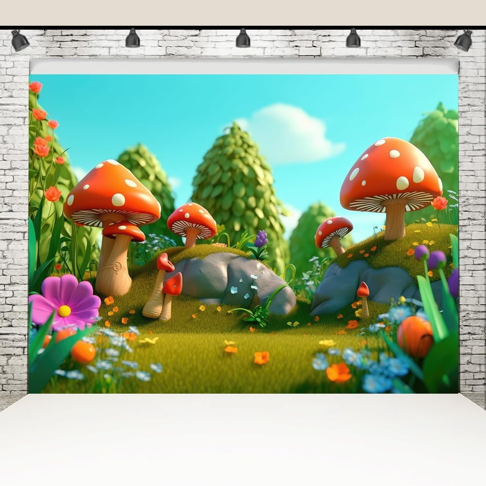 Fairy Tale Magic Forest Backdrops Spring Mushroom Flowers Photography ...