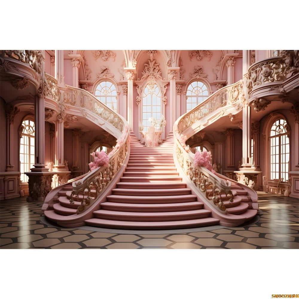 Fairy Tale Pink Castle Backdrop ss Birthday Party Spring Floral ...