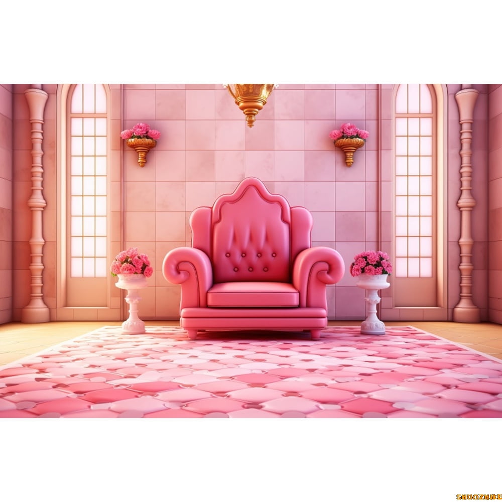 Fairy Tale Pink Castle Backdrop ss Birthday Party Spring Floral ...