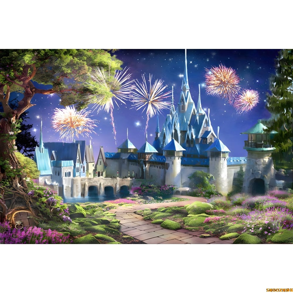 Fairy Tale Pink Castle Backdrop ss Birthday Party Spring Floral ...