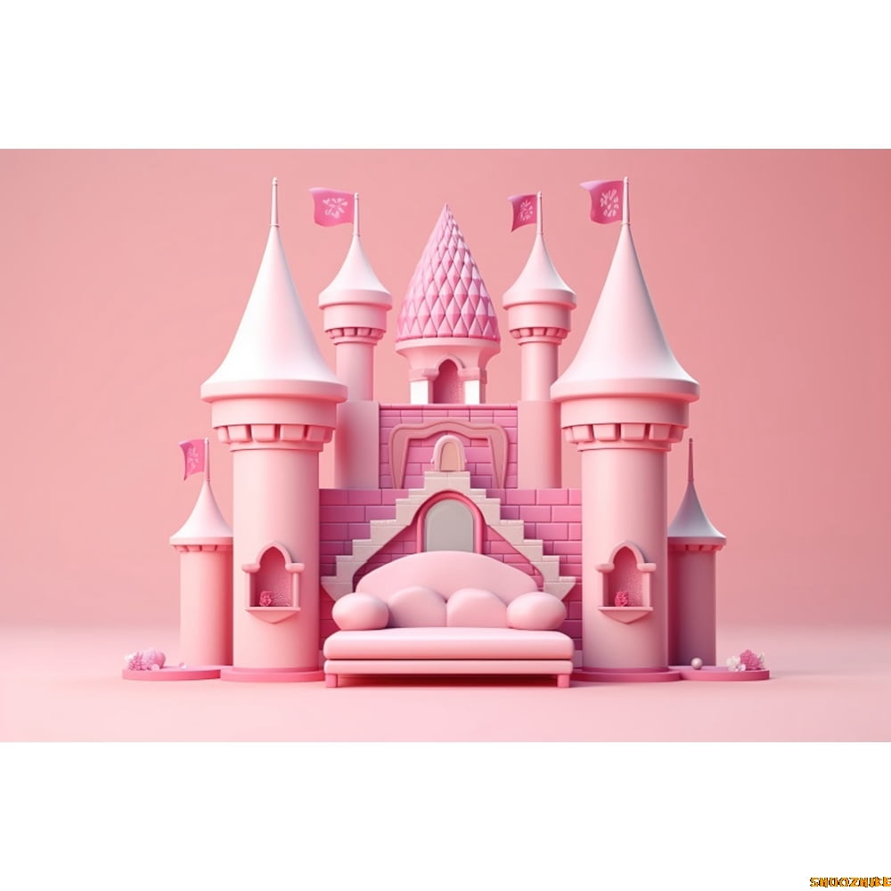 Fairy Tale Pink Castle Backdrop ss Birthday Party Spring Floral ...