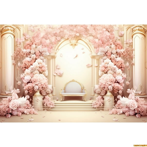 Fairy Tale Pink Castle Backdrop ss Birthday Party Spring Floral ...