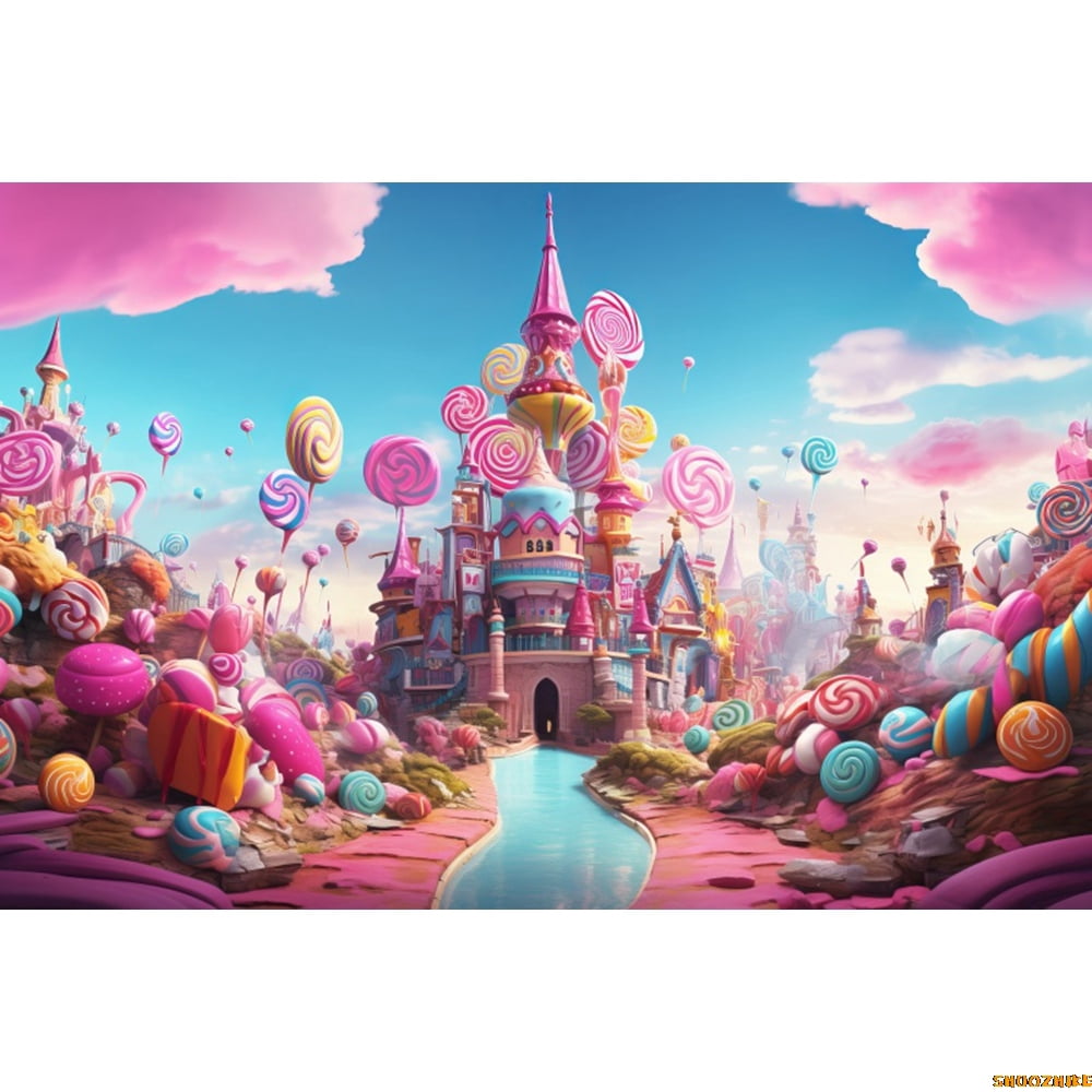 Fairy Tale Pink Castle Backdrop ss Birthday Party Spring Floral ...